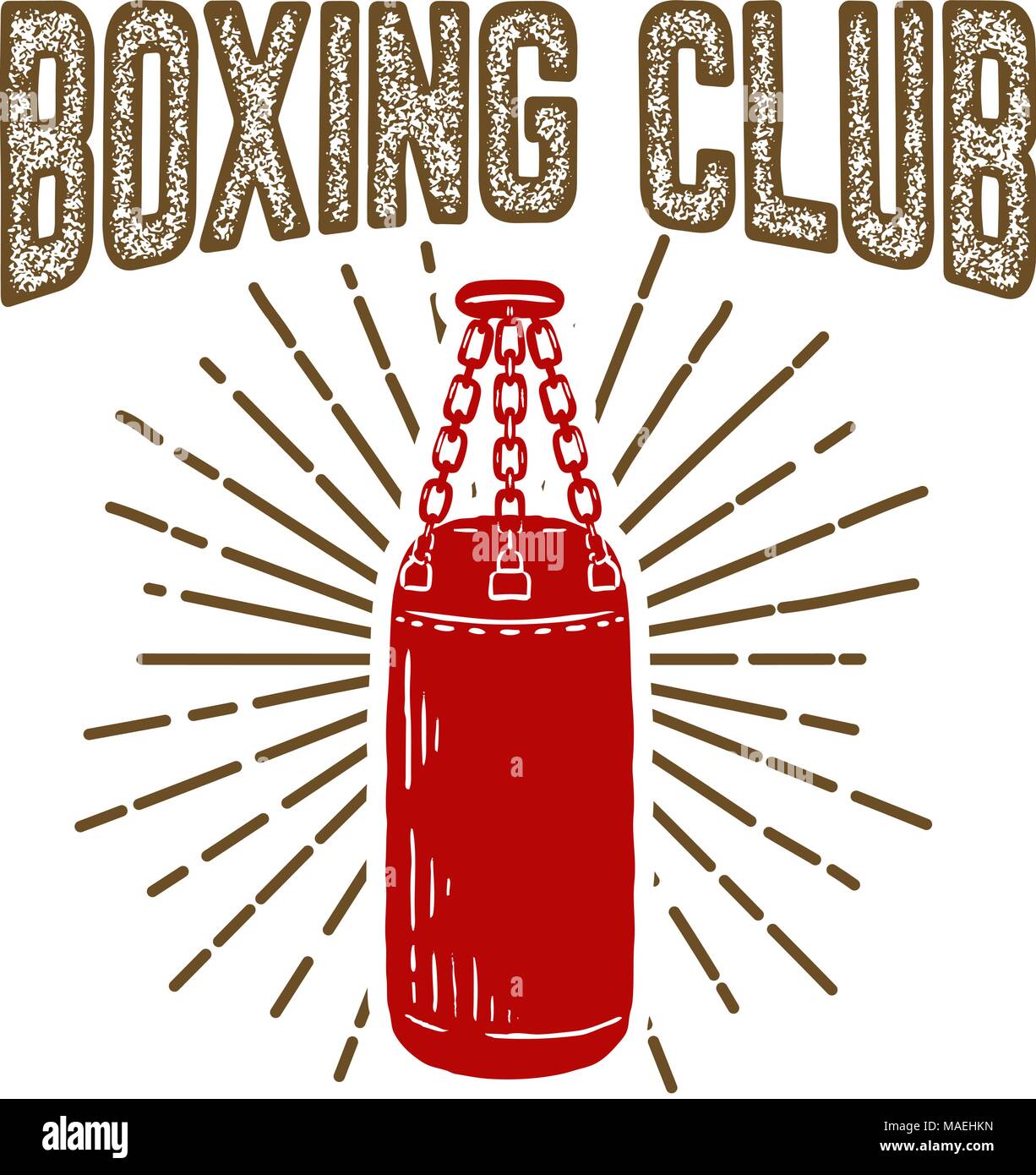 Meister Boxing Club. Emblem Vorlage mit Boxsack. Design Element für ...