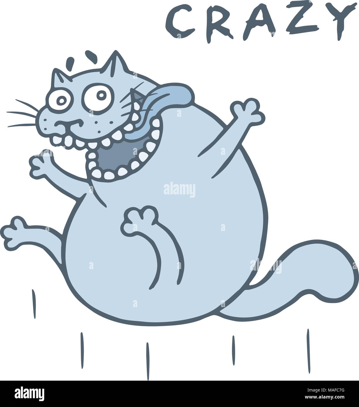 Crazy Katze springt vom Glück. Vector Illustration. Cartoon Tiere ...