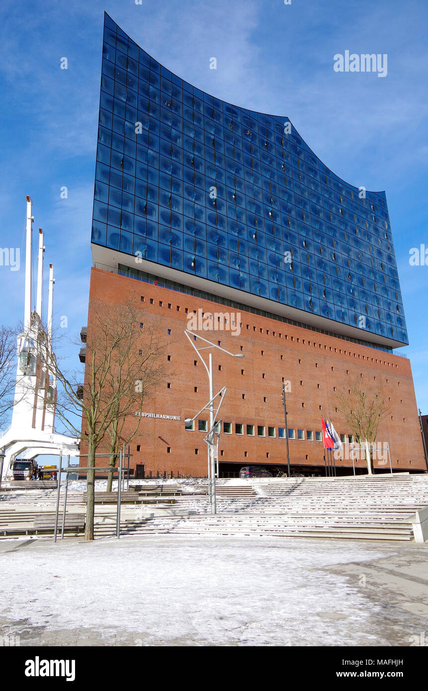 Das östliche Ende der Elbphilharmonie Konzerthalle, in der HafenCity ...