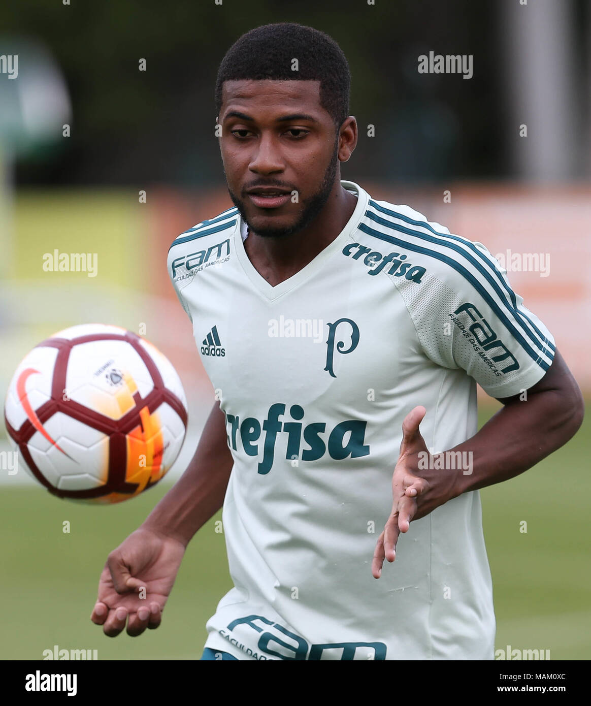 SÃO PAULO, SP - 02.04.2018: TREINO TUN PALMEIRAS-Player Emerson Santos ...
