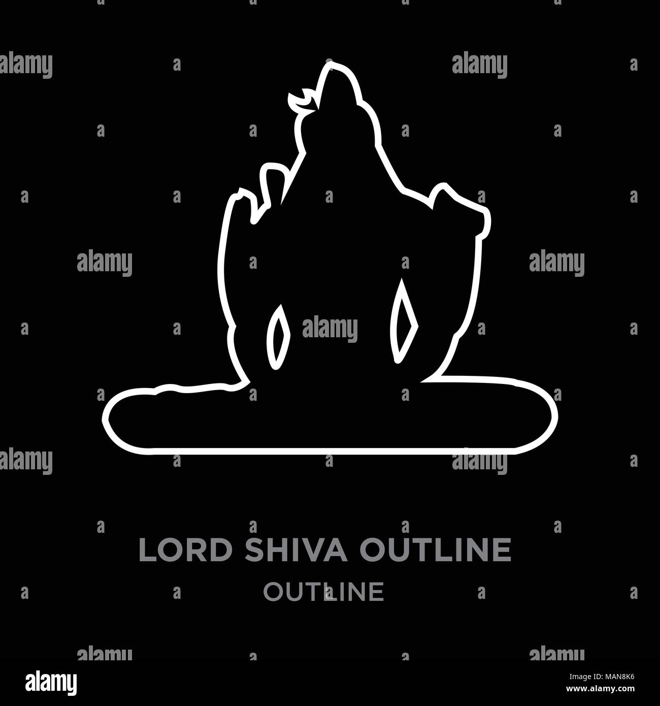 Weißer Rand Lord Shiva Übersicht Bilder auf schwarzem Hintergrund ...