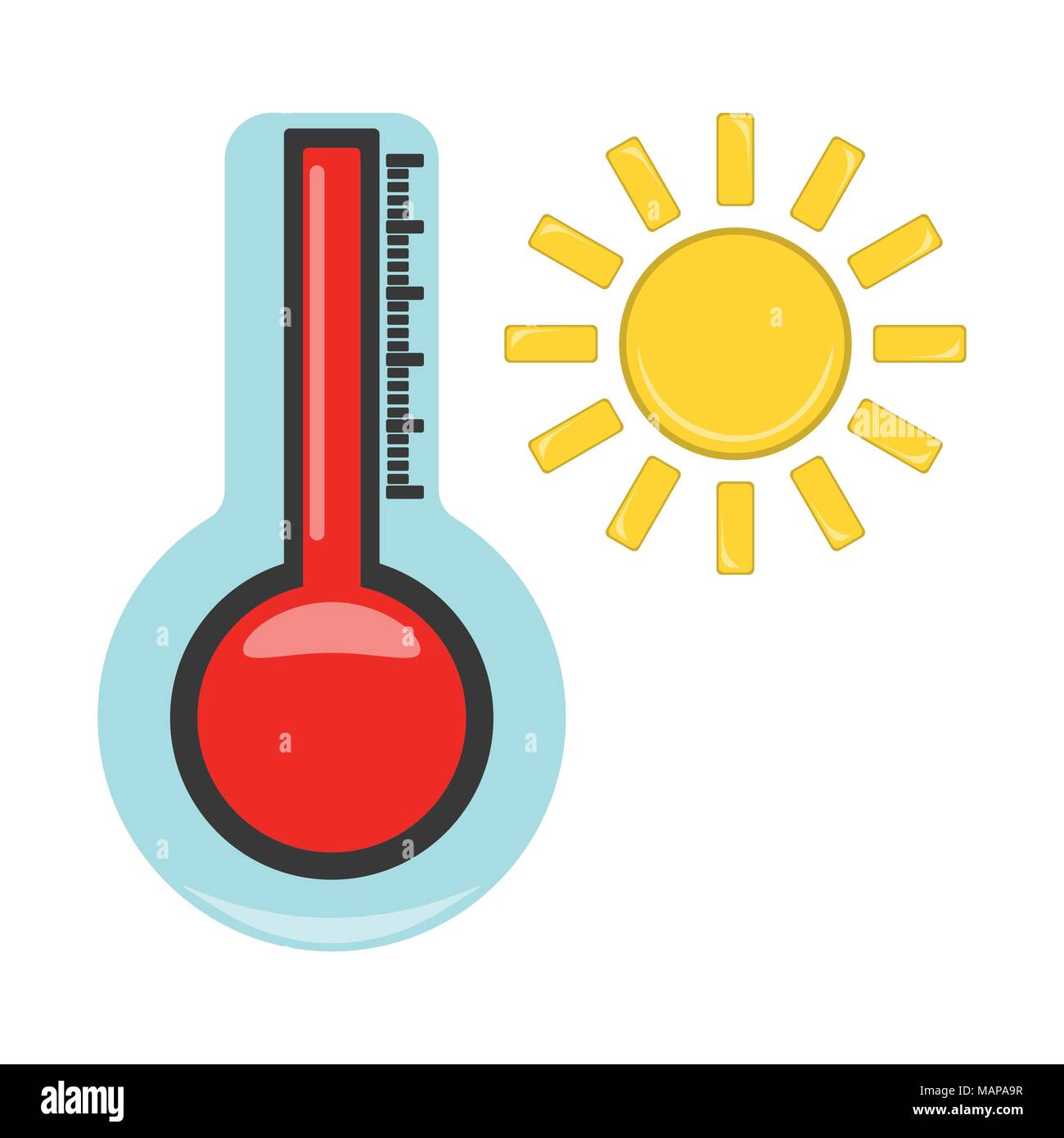 Thermometer mit einem Symbol. Wetter label für Web auf weißem ...