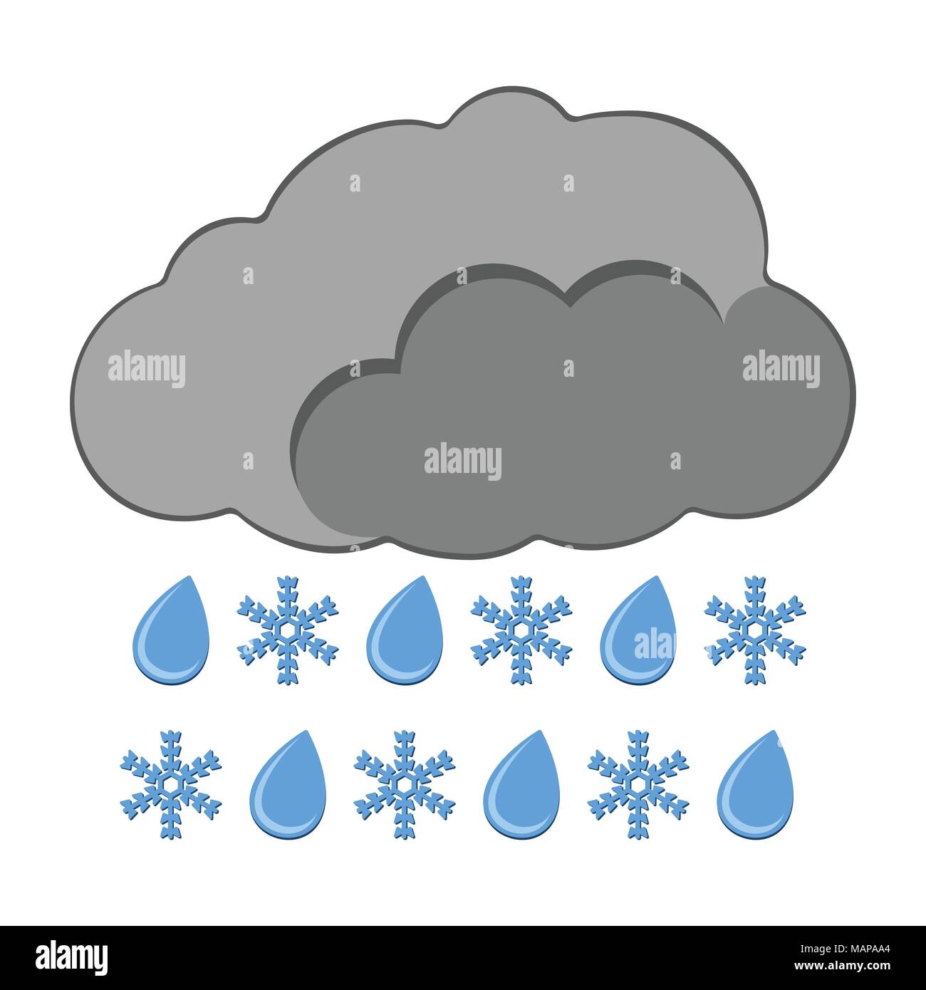 Regen mit Schnee Symbol. Wetter label für Web auf weißem Hintergrund ...