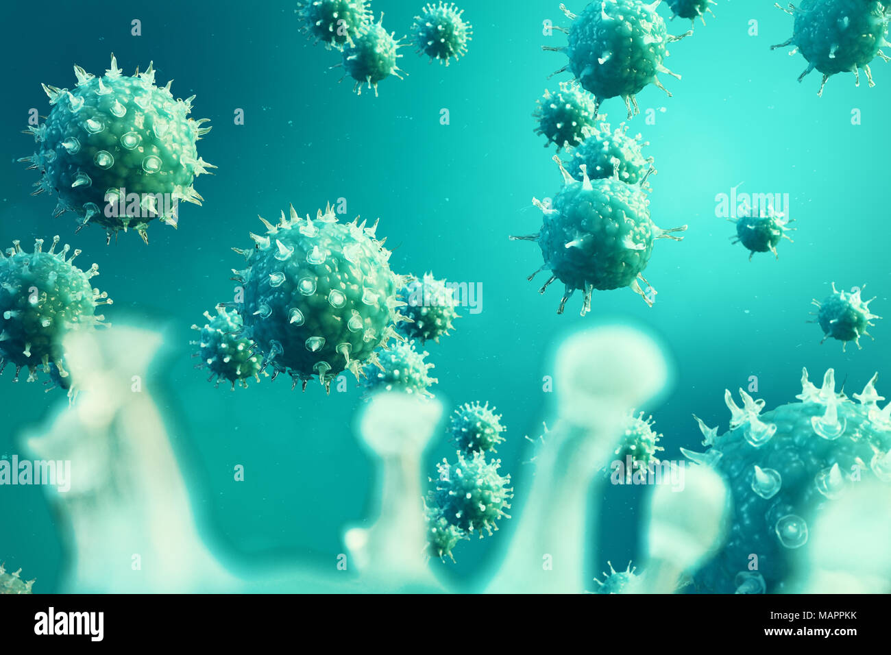 3D-Abbildung der pathogenen Viren Infektion verursachen im ...