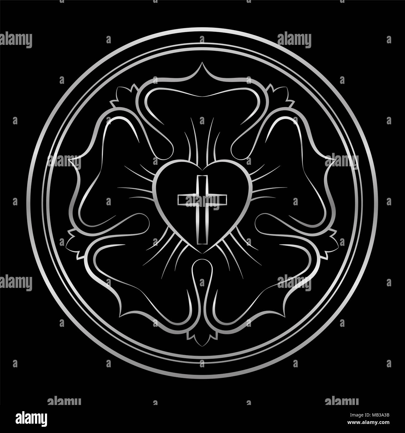 Luther rose Symbol des Luthertums und Protestanten, bestehend aus ein ...