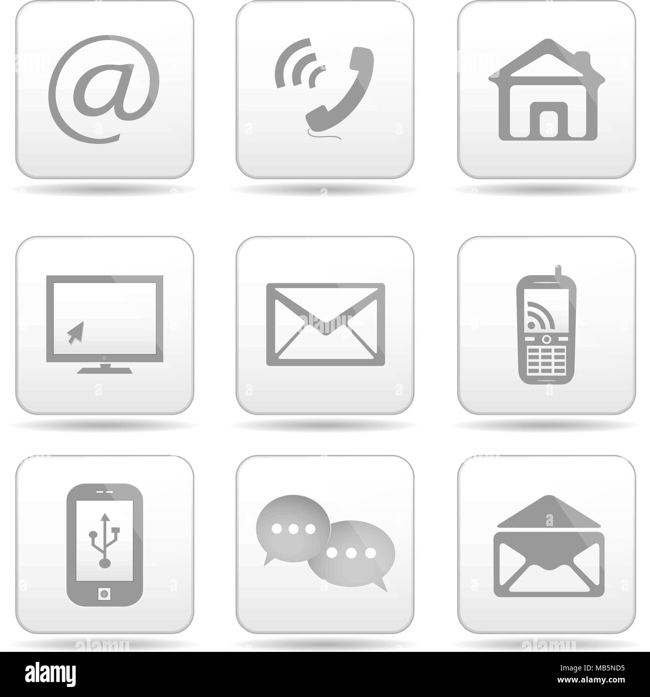 Kontakt Tasten einstellen, e-Icons. Vektor Stock-Vektorgrafik - Alamy Kontakt Tasten einstellen, e-Icons. Vektor Stock-Vektorgrafik - Alamy