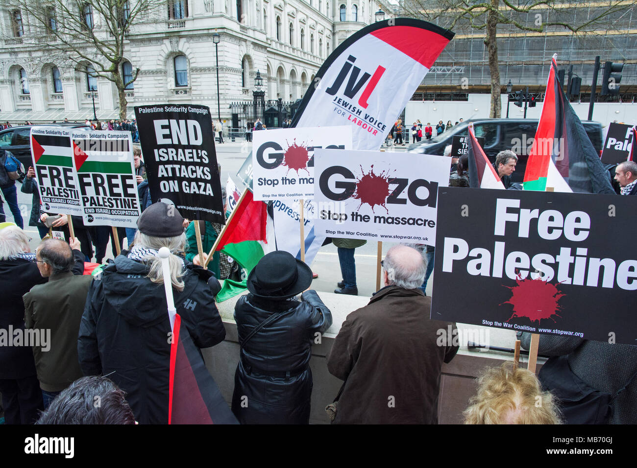 London, Großbritannien. 7. April 2018. Protest für Gaza: Stoppt das ...