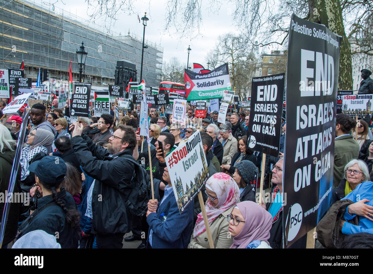 London, Großbritannien. 7. April 2018. Protest für Gaza: Stoppt das ...