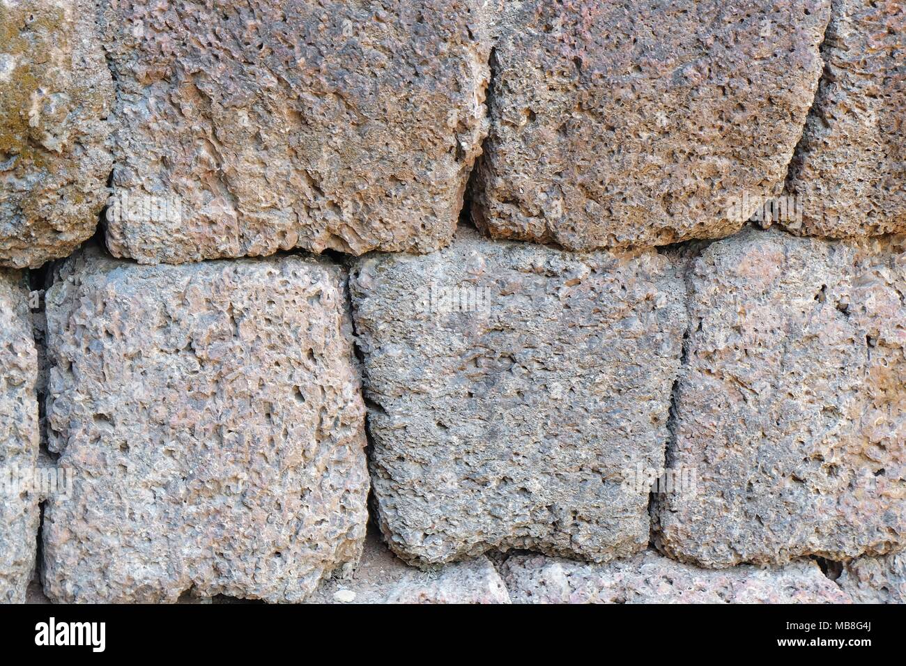 Hintergrund strukturierte aus rotem Laterit Ziegelsteinen an der Wand ...