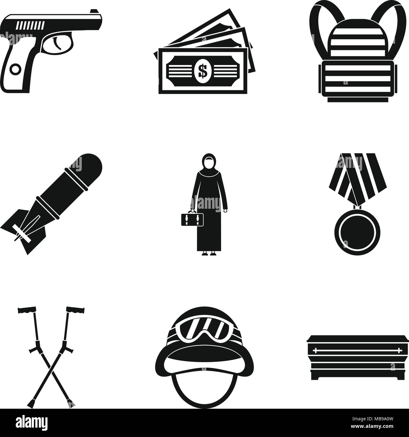 Strafe Symbole gesetzt, einfachen Stil Stock-Vektorgrafik - Alamy