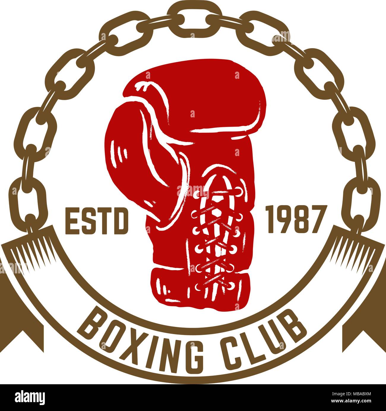 Meister Boxing Club. Emblem Vorlage mit Boxer Handschuh. Design Element ...