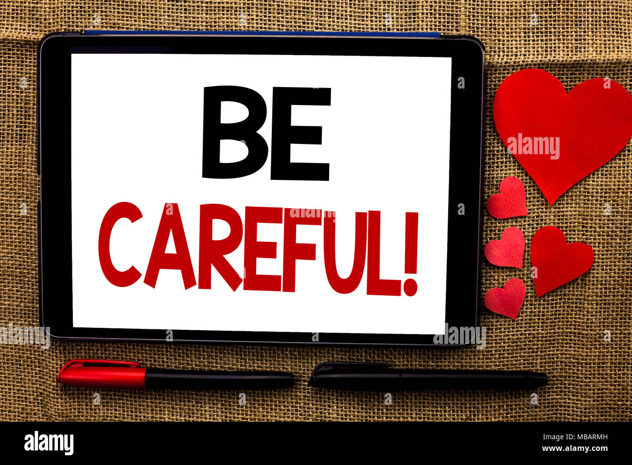 Handschrift Text schreiben vorsichtig sein. Begriff Sinne Vorsicht ...