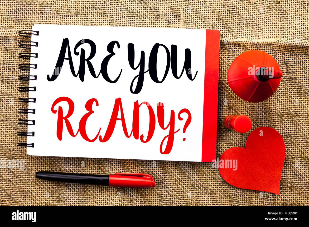 Handschrift Text schreiben Sind Sie bereit. Begriff Sinne Vorbereitet ...