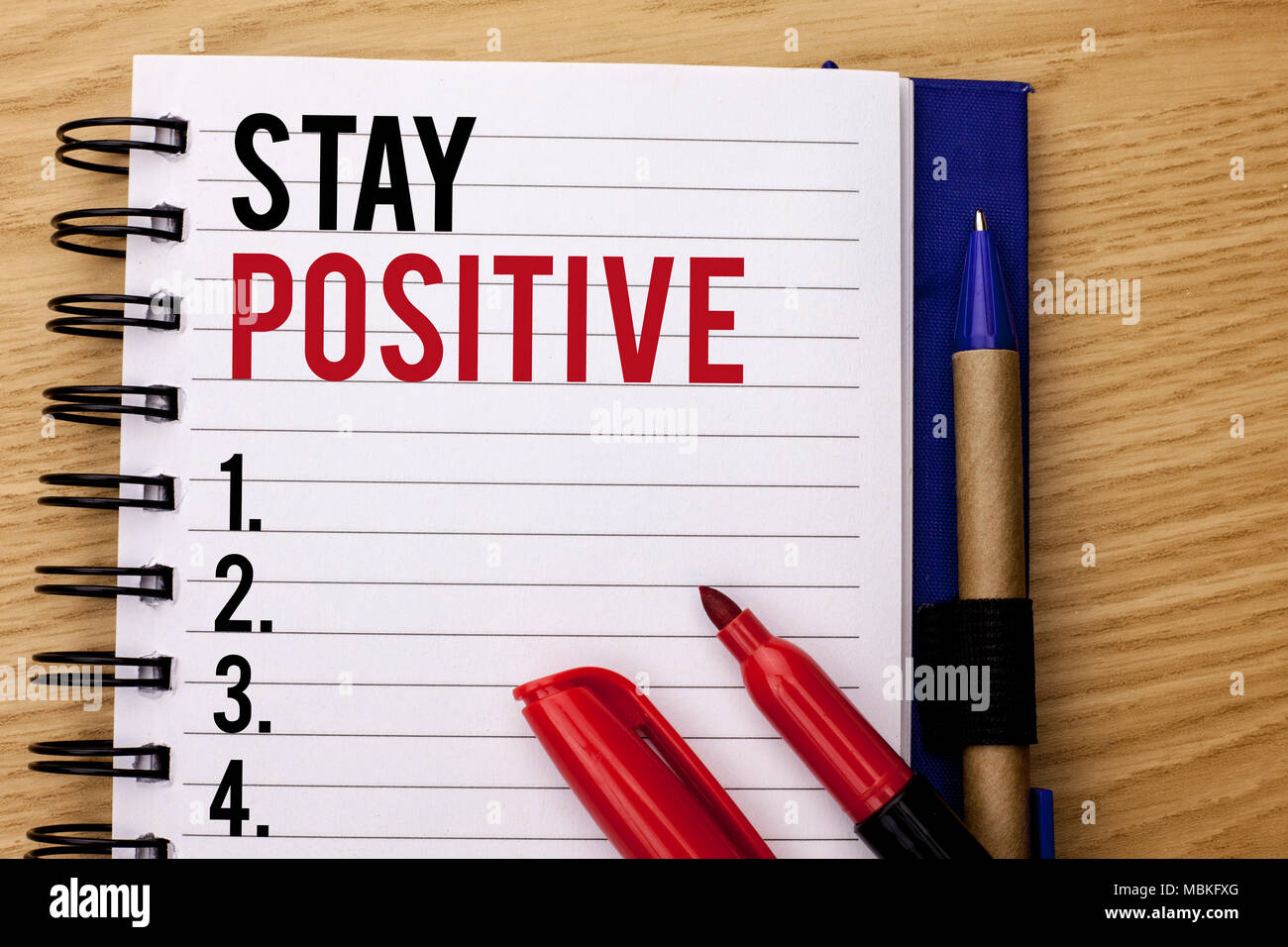 Handschrift Text schreiben bleiben positiv. Begriff Sinne werden ...