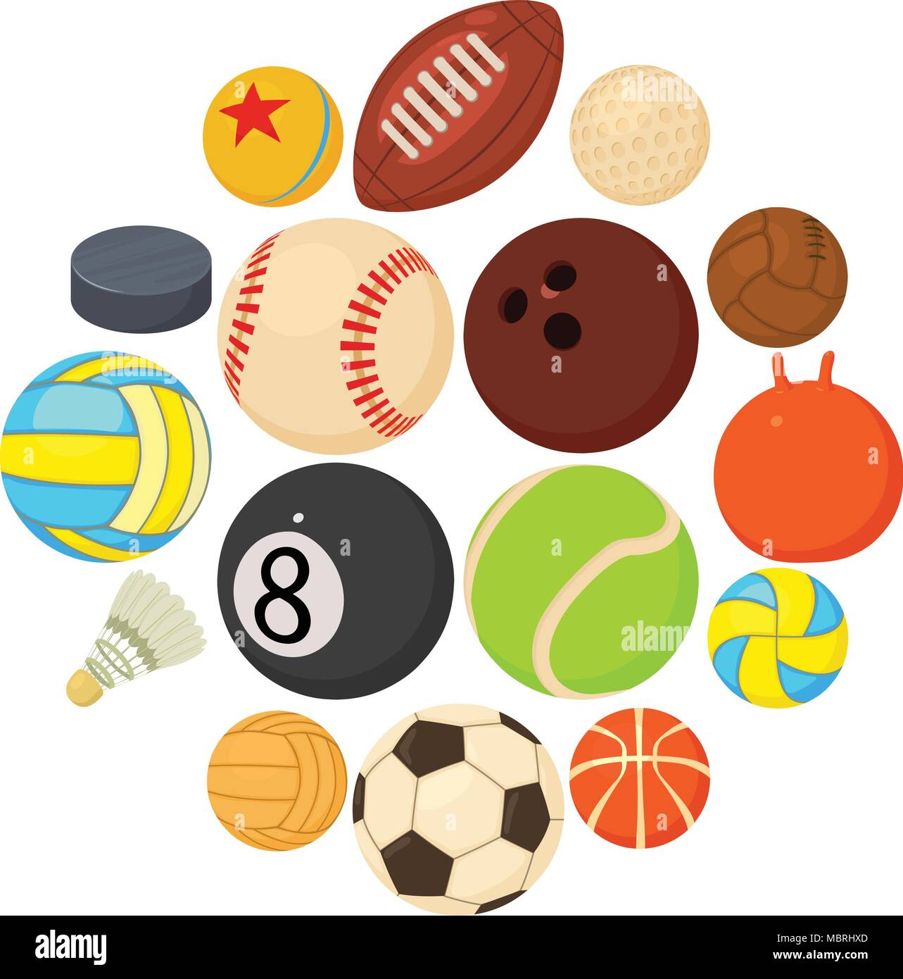 Sport Bälle Icons Set spielen Arten, Cartoon Stil Stock-Vektorgrafik ...