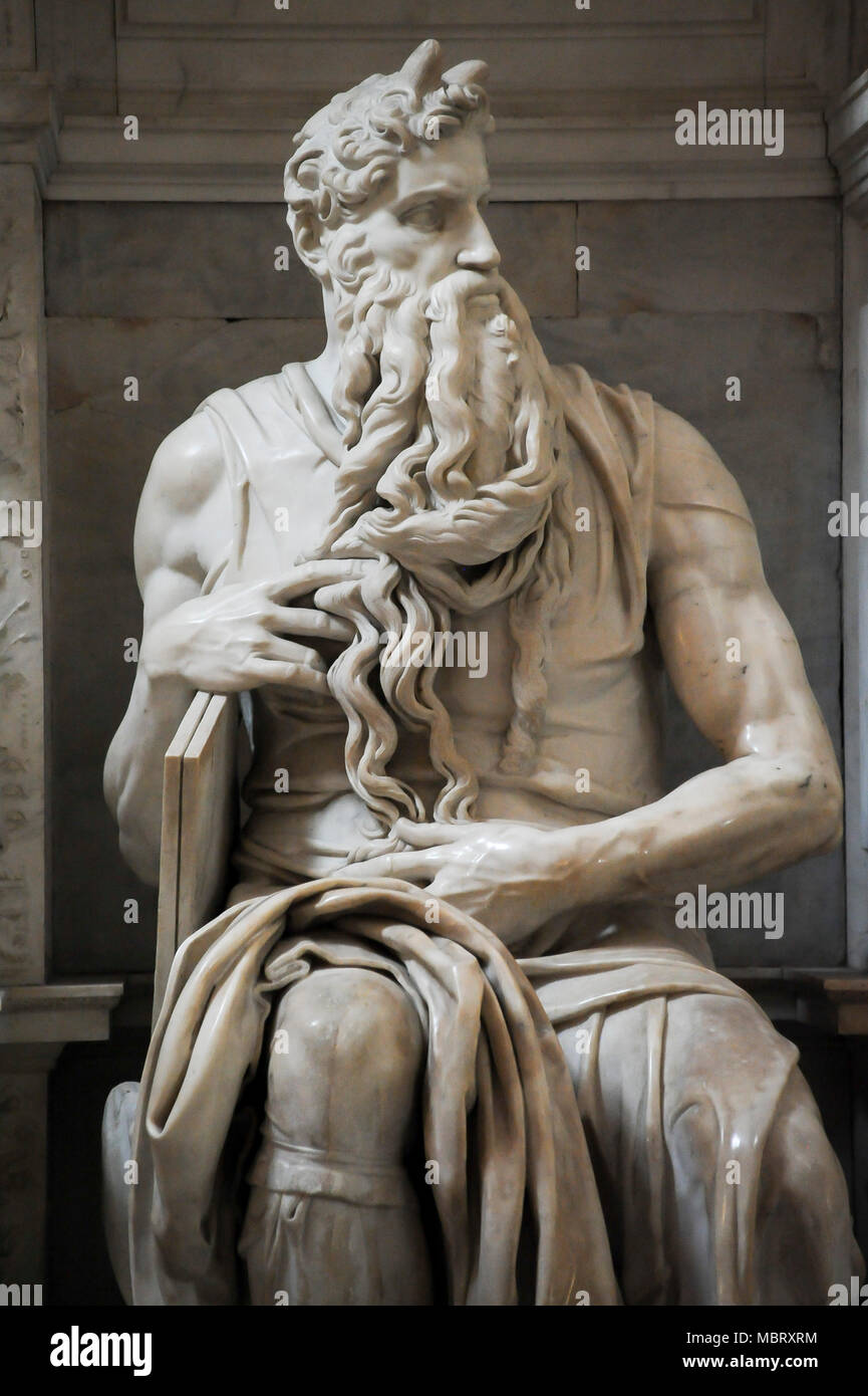 Renaissance Statue von Mose (Moses), entworfen von Michelangelo als ...