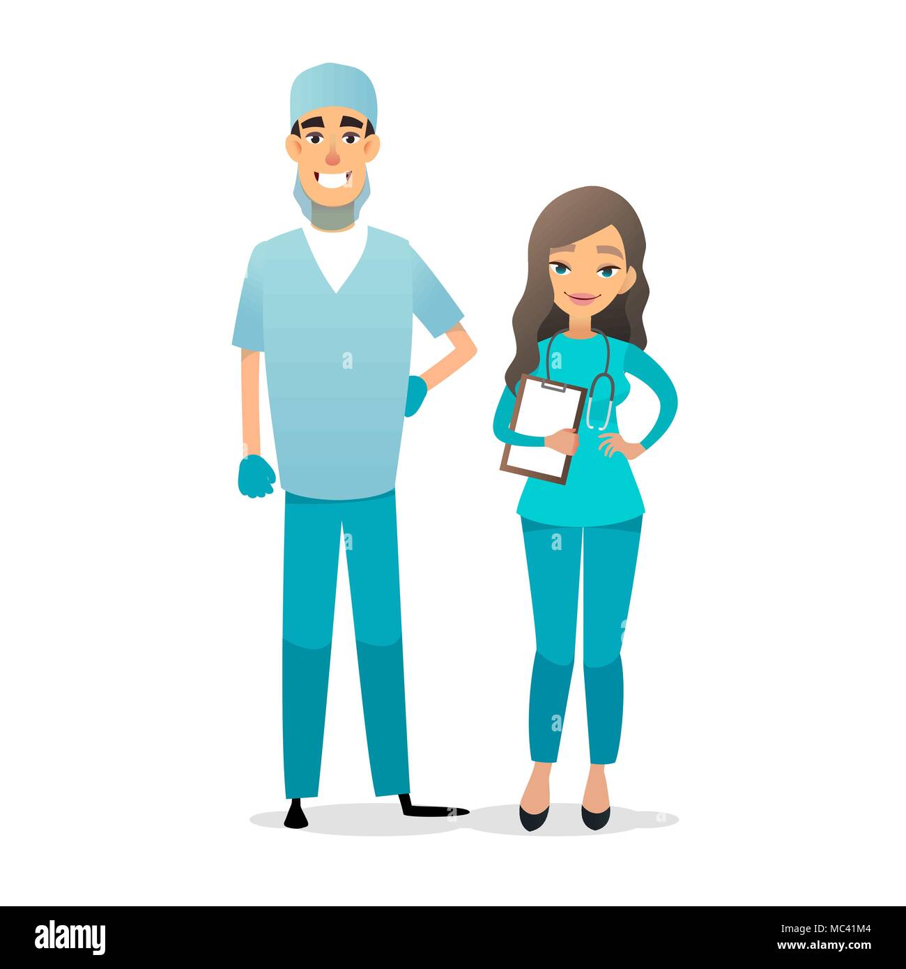 Arzt und Krankenschwester Team. Cartoon das medizinische Personal ...