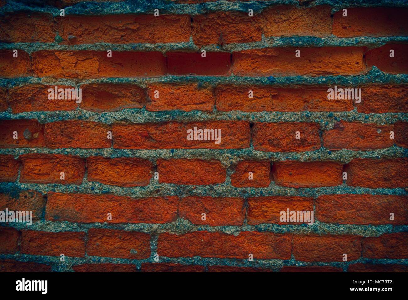 Alte ultra orange brick wall, Stein oder Felsen Oberfläche - gut für ...