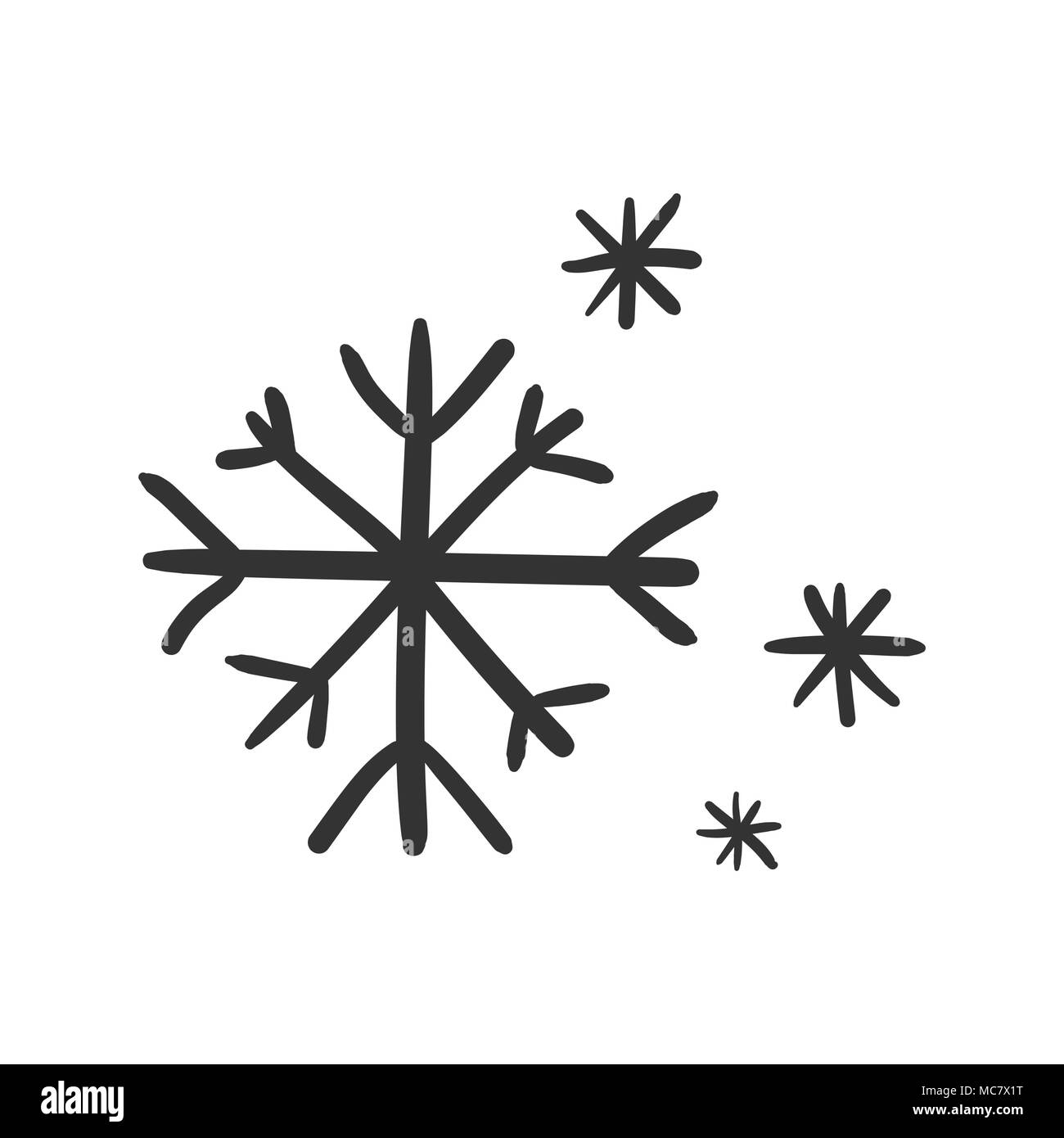 Hand Schneeflocke vektor Symbol gezeichnet. Schneeflocke Skizze doodle ...