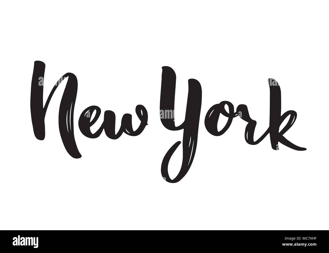 New York Hand-schrift Kalligraphie. Hand gezeichnet Pinsel Kalligraphie ...
