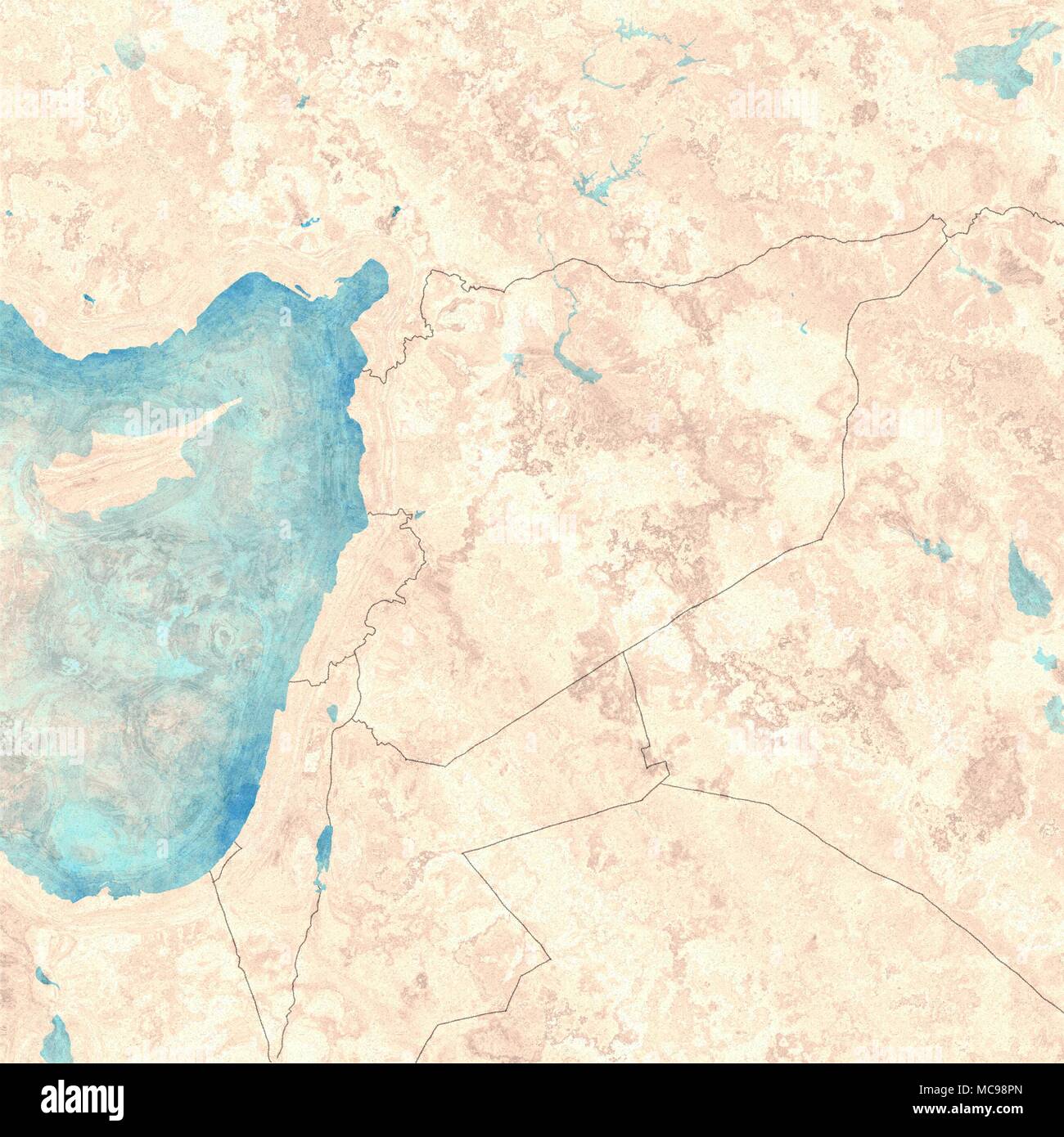 Karte von Syrien und Grenzen, physische Karte Naher Osten, Arabische ...