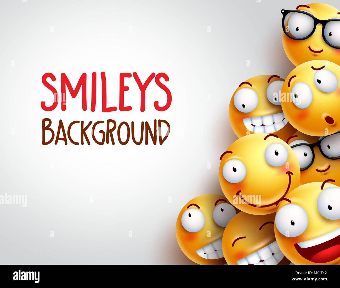 Smileys vector Hintergrund mit gelben lustig oder glücklich Emoticons ...
