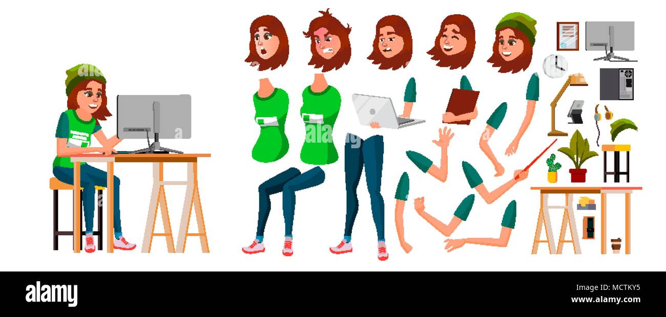 Junge Geschäftsfrau Charakter Vektor. Arbeiten Teen Frauen Mädchen ...