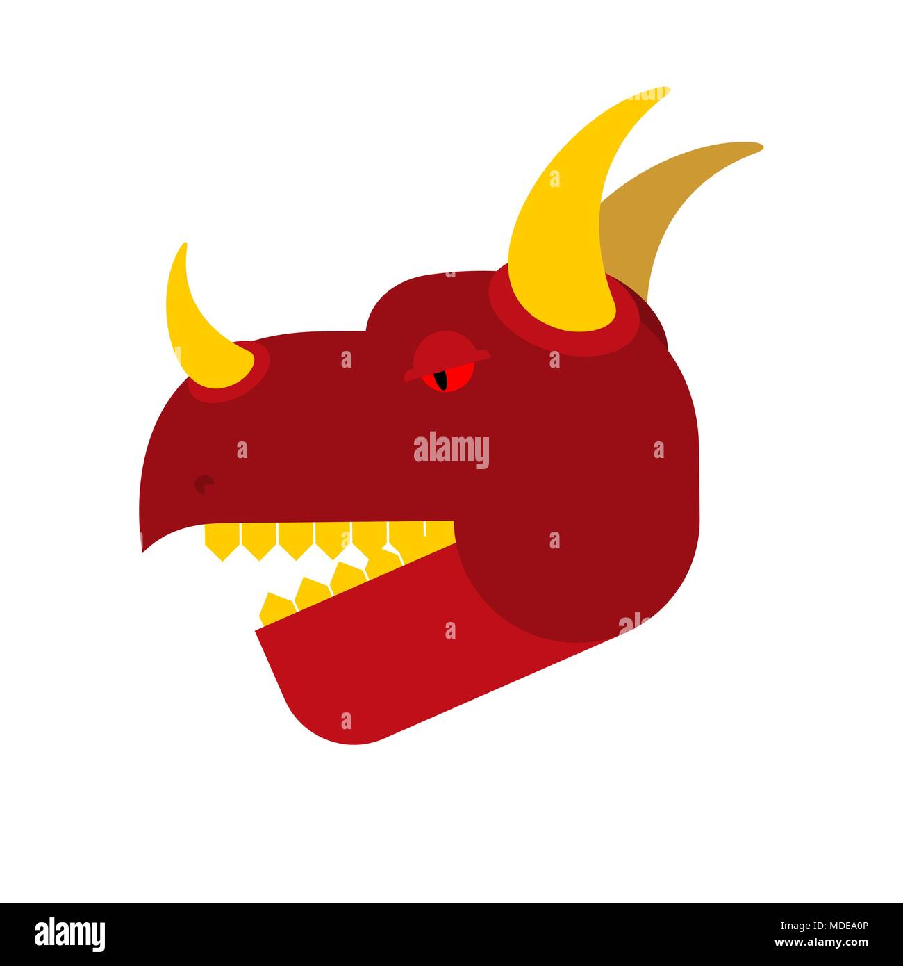 Red Dragon Head. Mythisches Monster mit Flügeln. Schreckliche riesiges ...