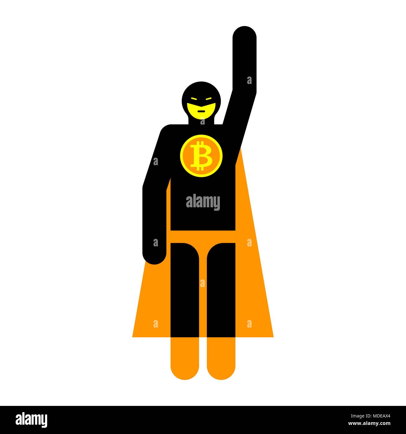 Bitcoinman fliegen. Superhelden Piktogramm. Super Hero unterzeichnen ...