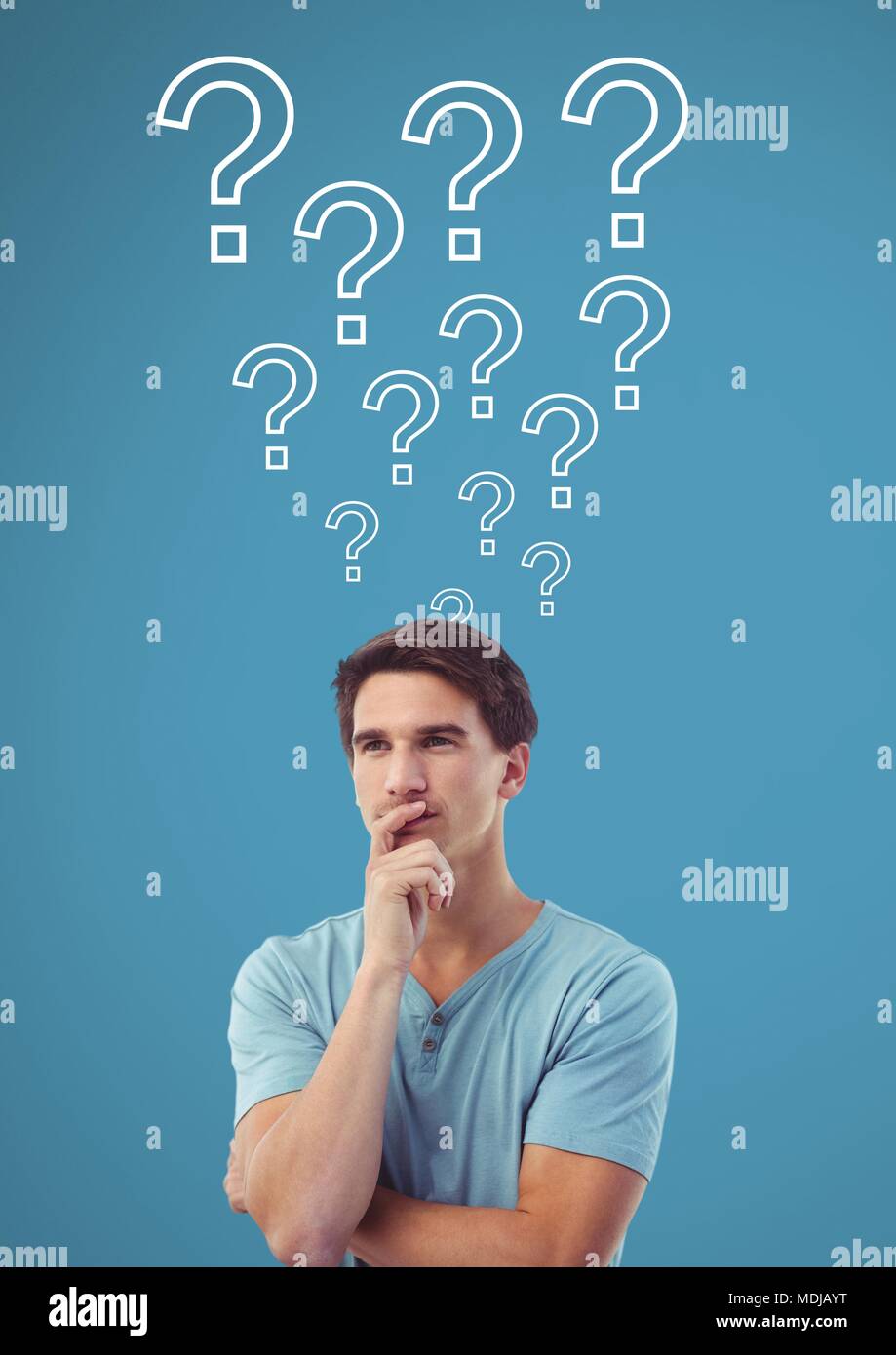 Menschen denken mit Fragezeichen Stockfotografie - Alamy