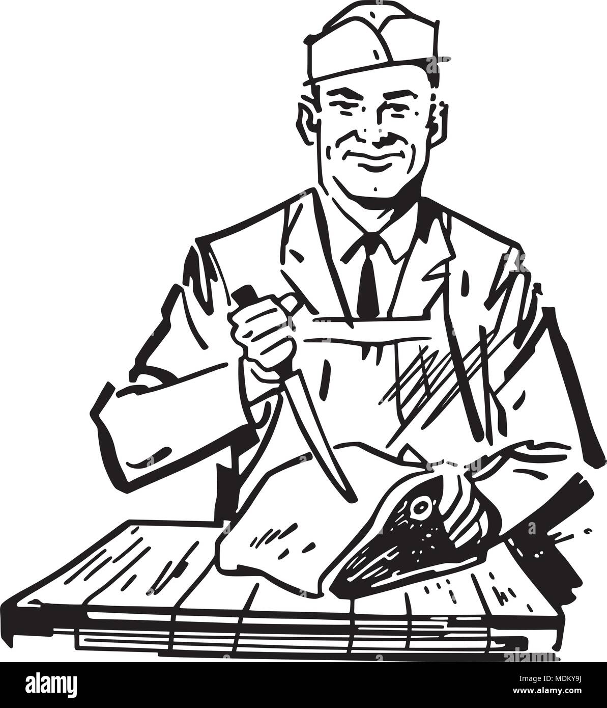 Metzger 2 - Retro Clipart Illustration Stock-Vektorgrafik - Alamy