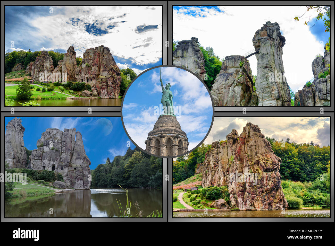Reisen bild Collage oder Postkarte Externstein, Hermannsdenkmal ...