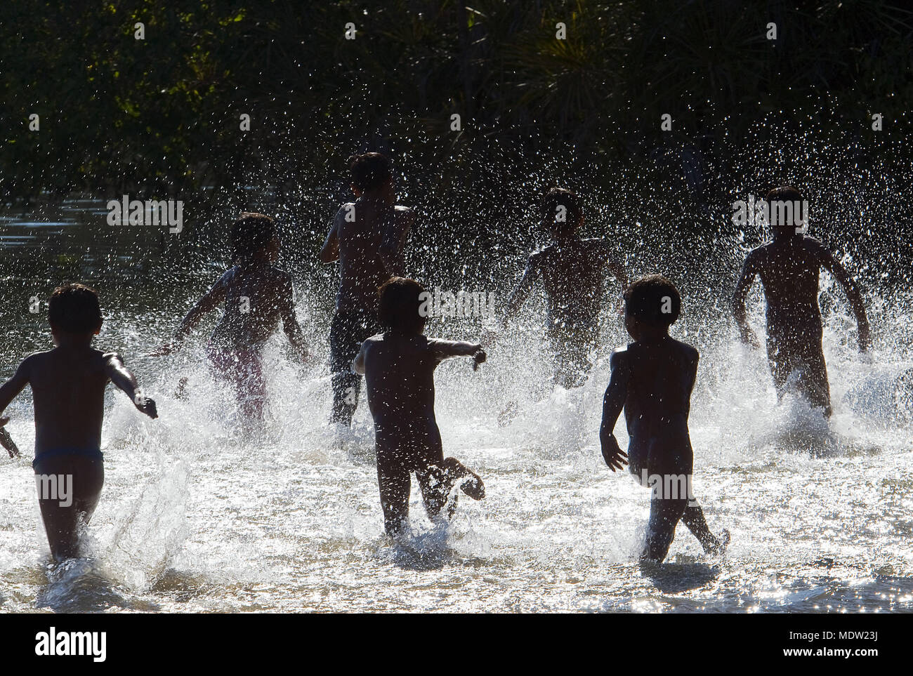 Kalapalo Kinder beim Spielen in Lake Village Aiha IPA-Indigena Parque ...