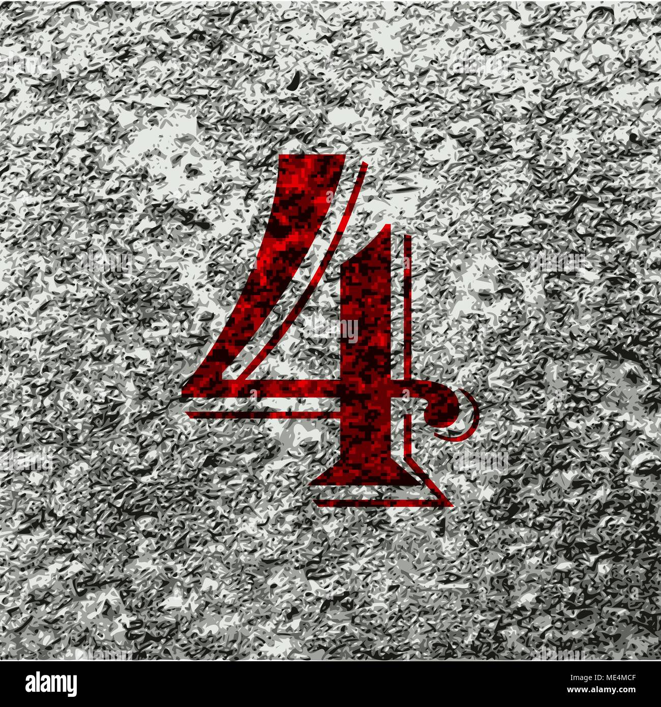 Nummer vier Symbol Symbol auf eine Betonwand. Vector Illustration Stock ...