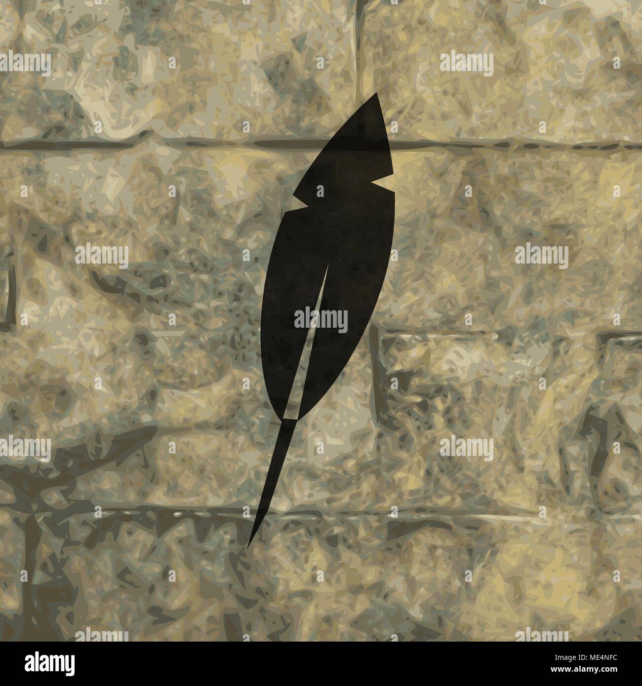 Feder Retro pen Symbol Symbol auf einer Steinmauer. Vector Illustration ...