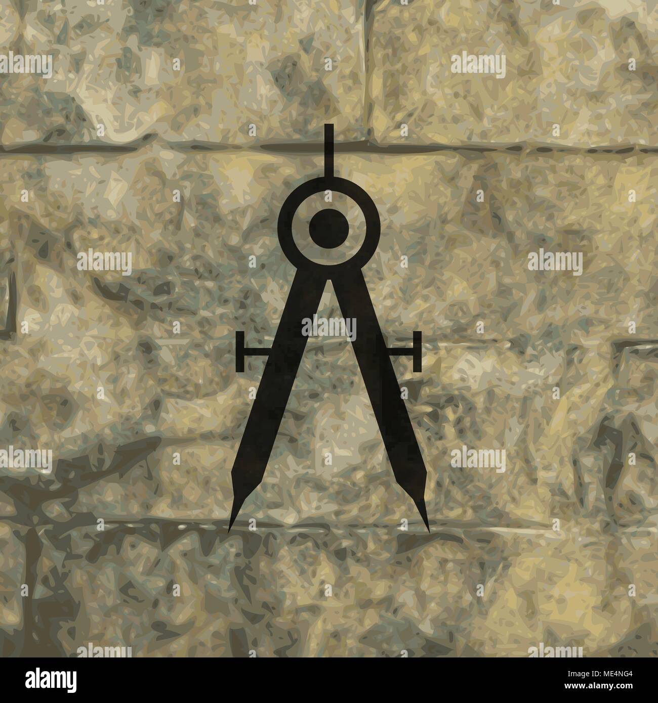 Mathematische Kompass Symbol Symbol auf einer Steinmauer. Vector ...