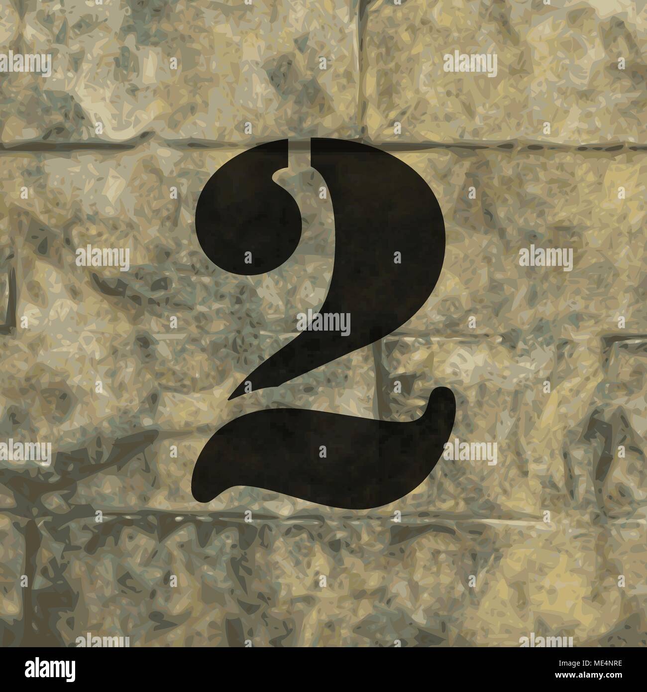 Nummer zwei Symbol Symbol auf einer Steinmauer. Vector Illustration ...