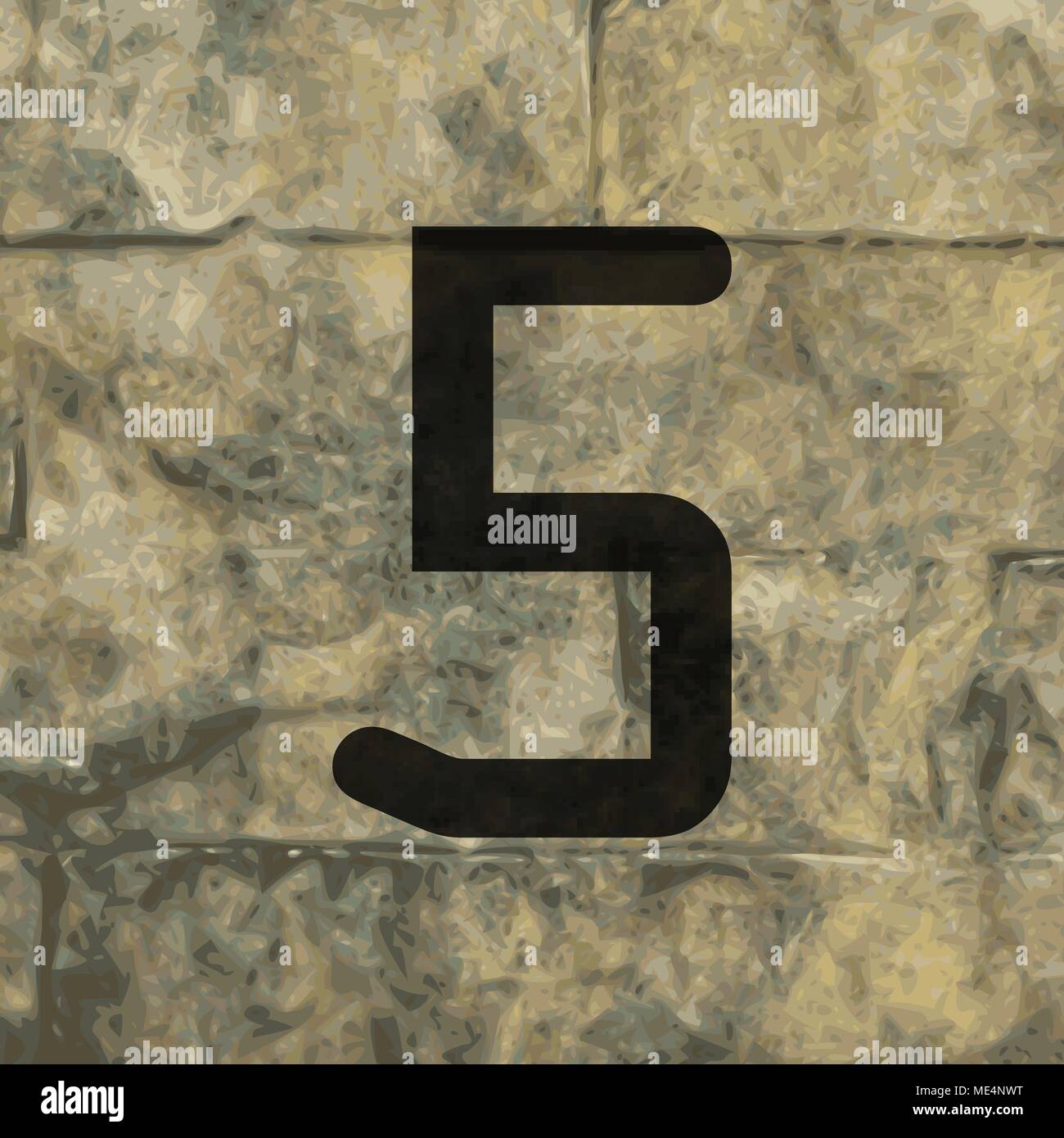 Nummer fünf Symbol Symbol auf einer Steinmauer. Vector Illustration ...