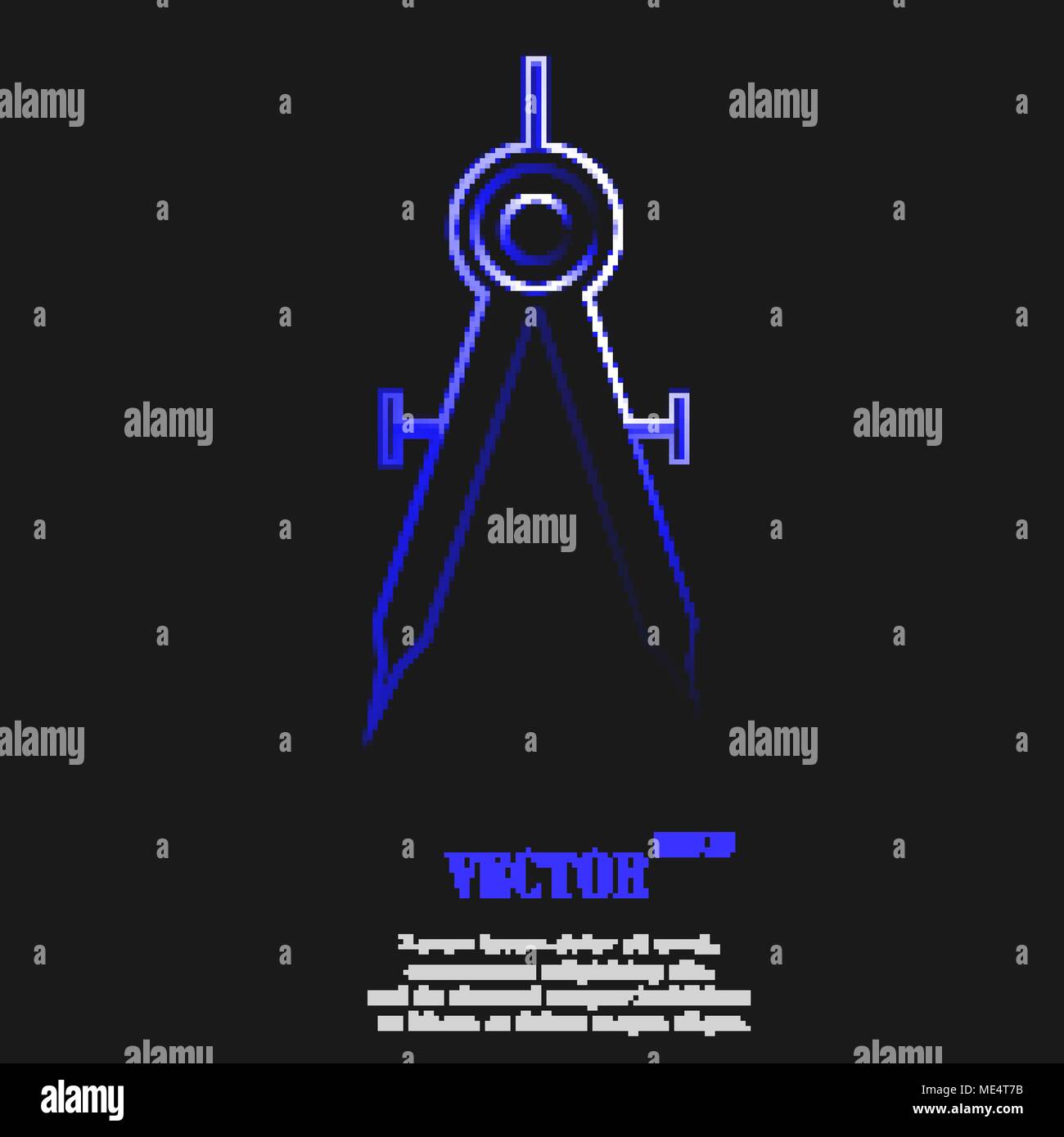 Mathematische Kompass Symbol mit Wirkung von blue Neon. Vector ...