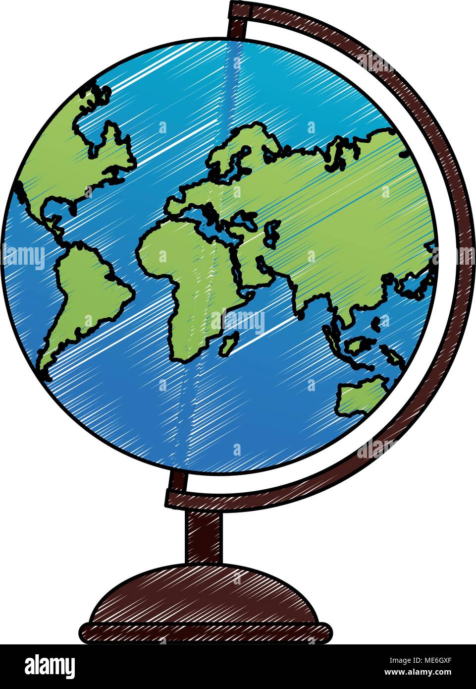 Schule der Welt Globus scribble Stock-Vektorgrafik - Alamy