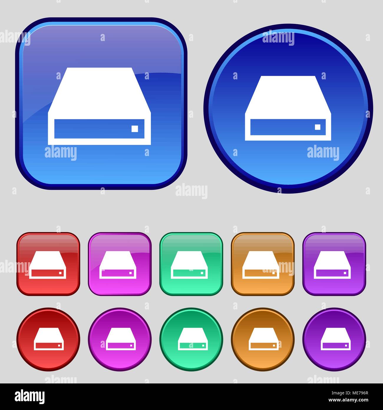 CD-ROM-Symbol. Ein Set von 12 Vintage Buttons für Ihre Konstruktion ...