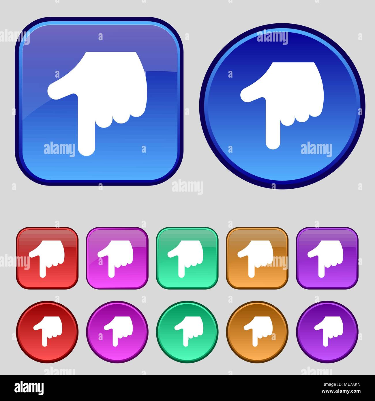 Zeigende Hand Symbol unterzeichnen. Ein Set von 12 Vintage Buttons für ...
