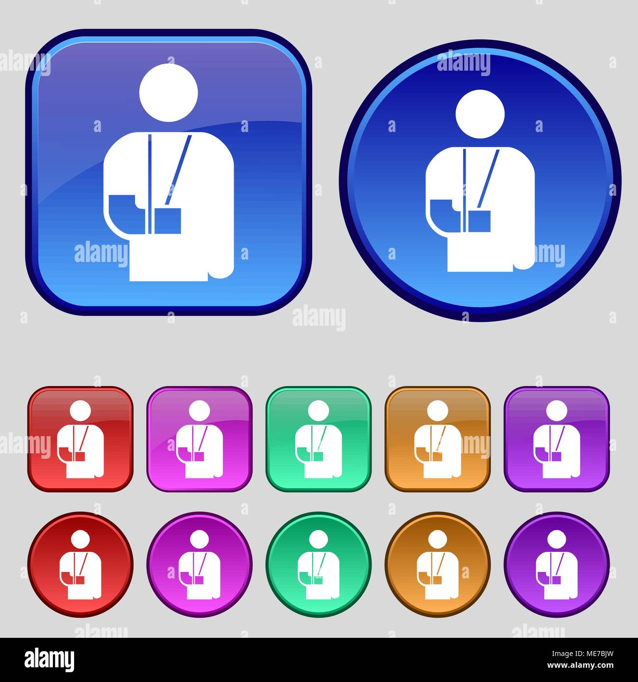 Gebrochenen arm, Behinderung Symbol unterzeichnen. Ein Set von 12 ...