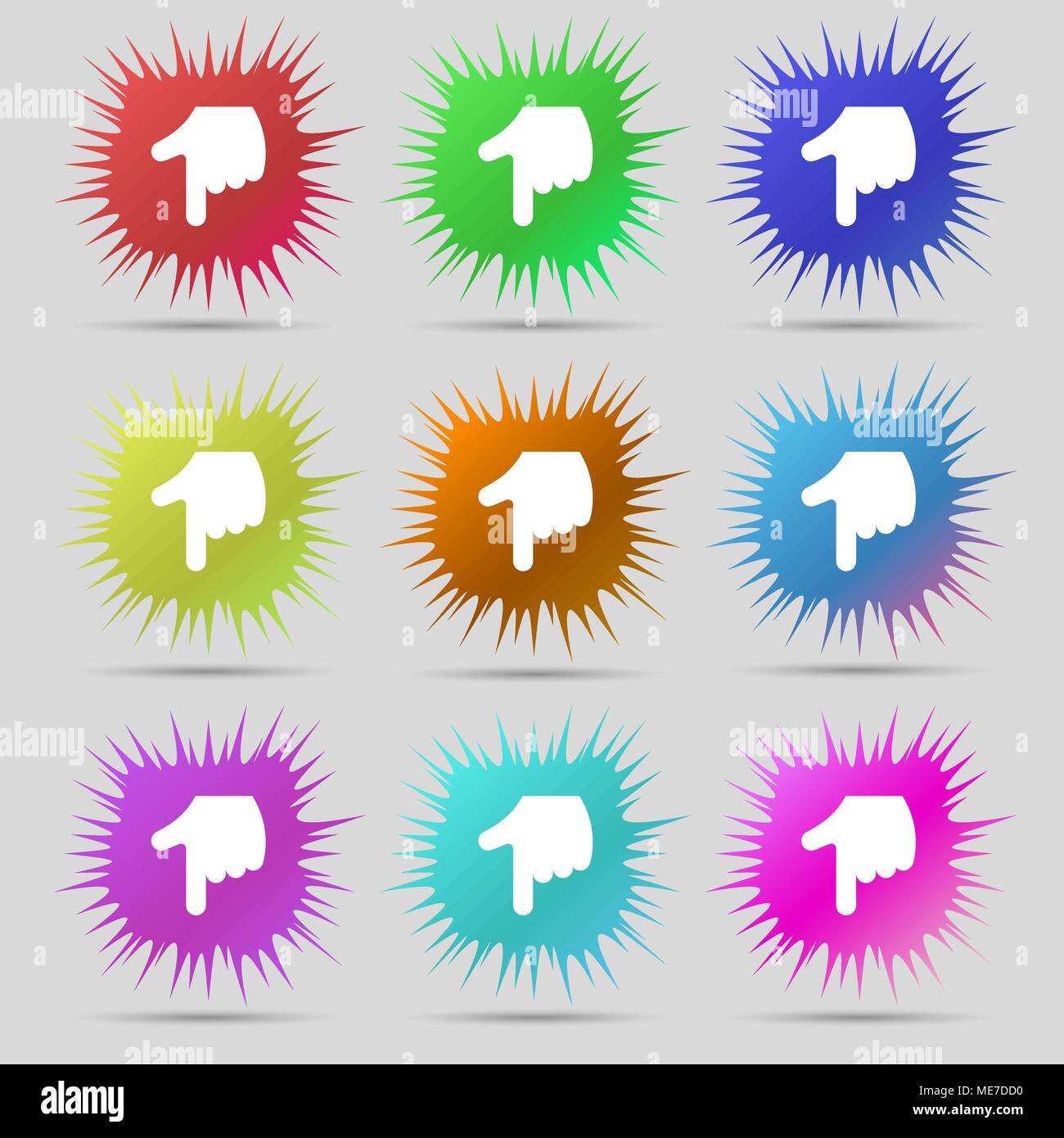 Zeigende Hand Symbol unterzeichnen. Ein Satz von neun ursprünglichen ...