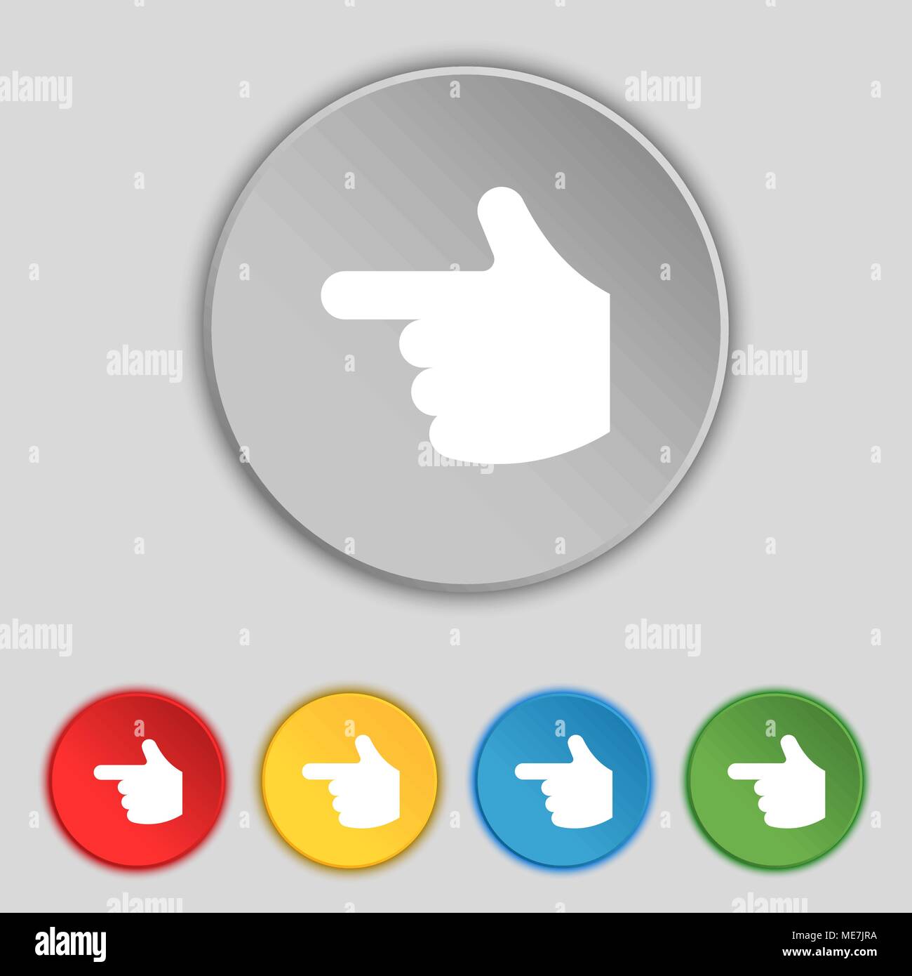 Zeigende Hand Symbol unterzeichnen. Symbol auf fünf Tasten. Vector ...
