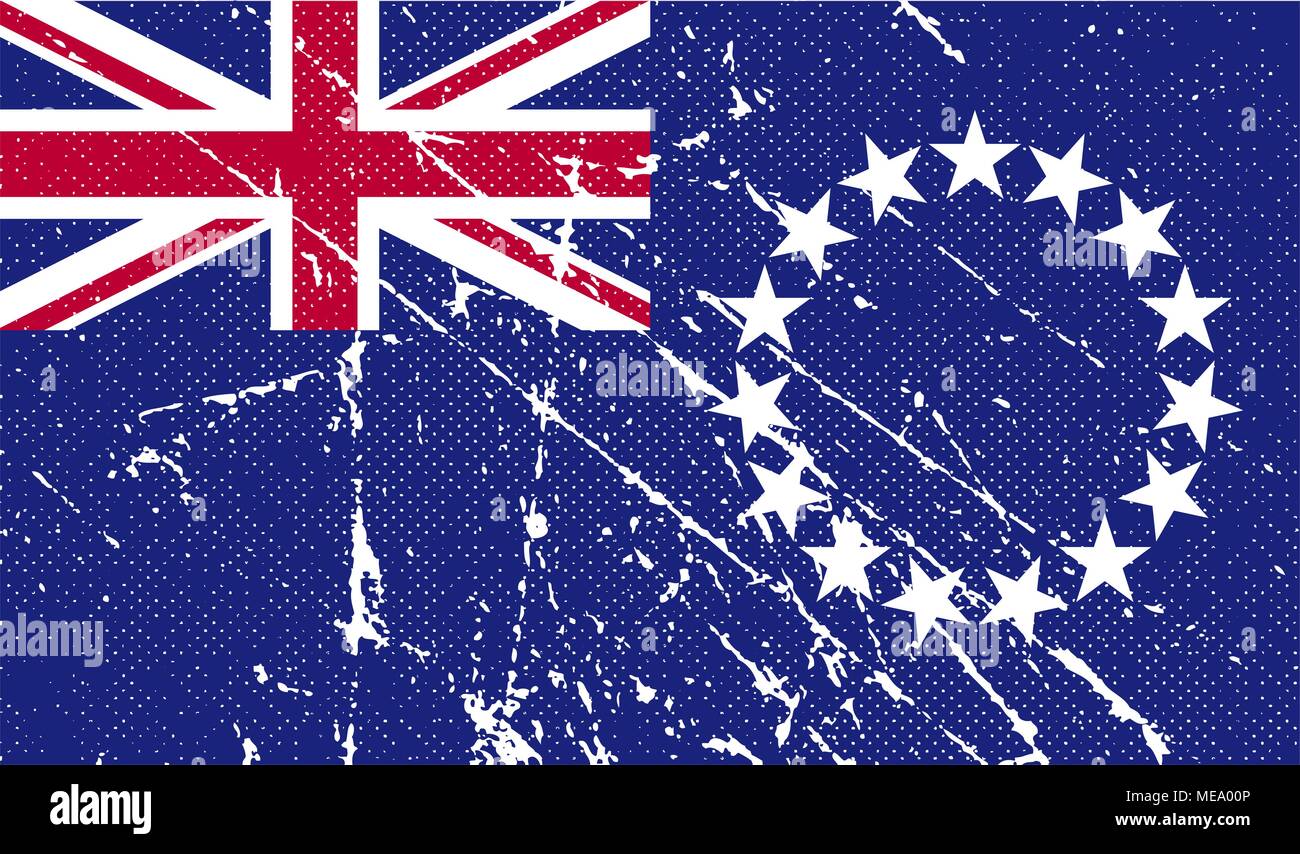 Flagge von Cook Inseln mit alten Textur. Vector Illustration Stock ...