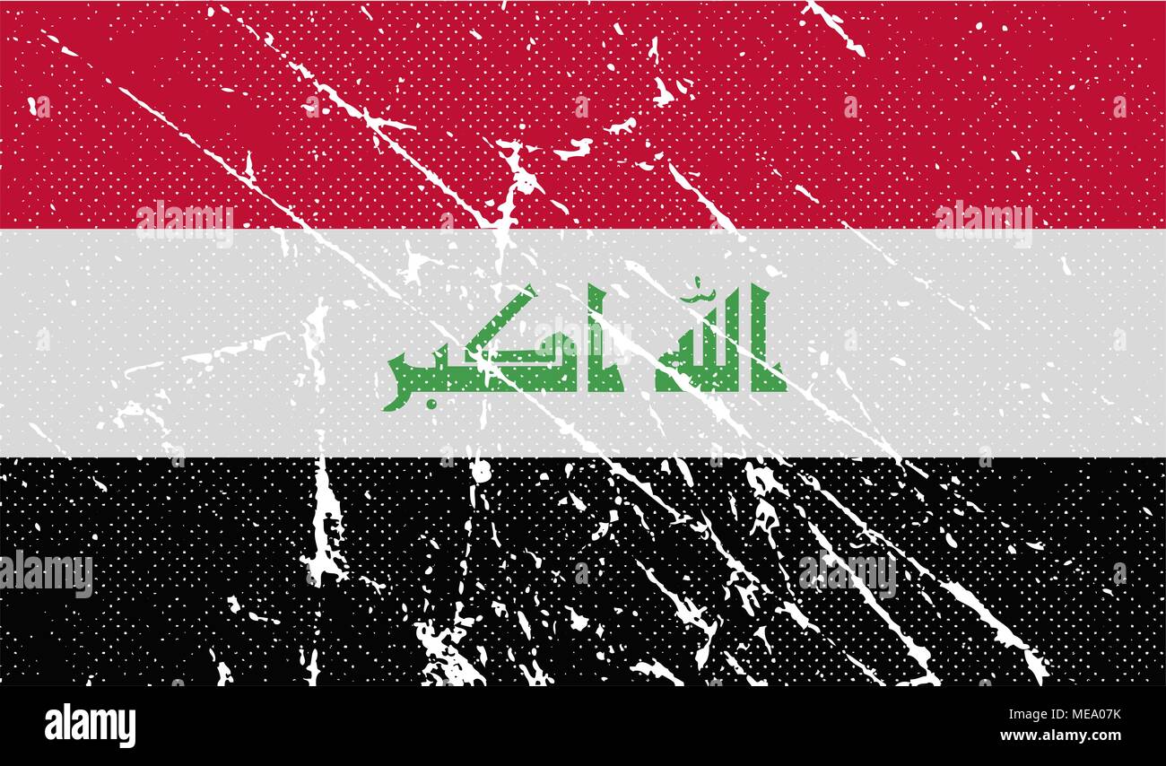 Flagge des Irak mit alten Textur. Vector Illustration Stock ...