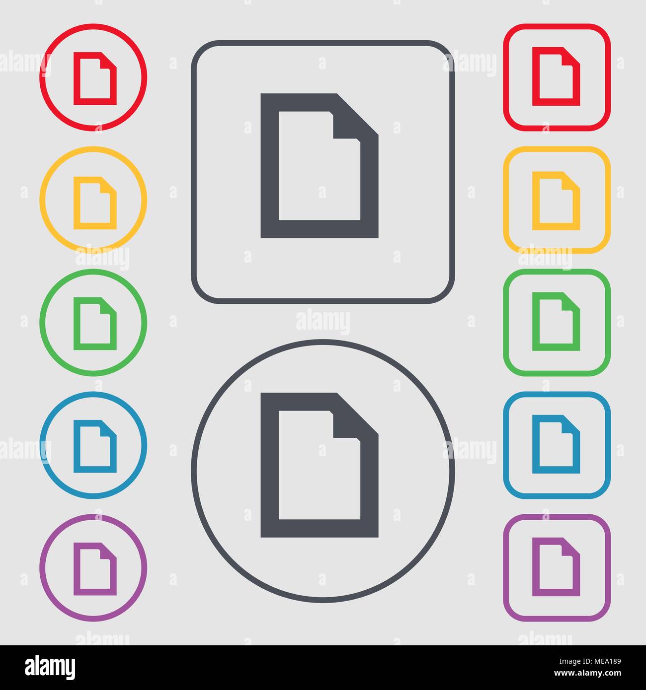 Text Datei Symbol Dokument unterzeichnen. Symbol auf der Runde und quadratische Tasten mit ...