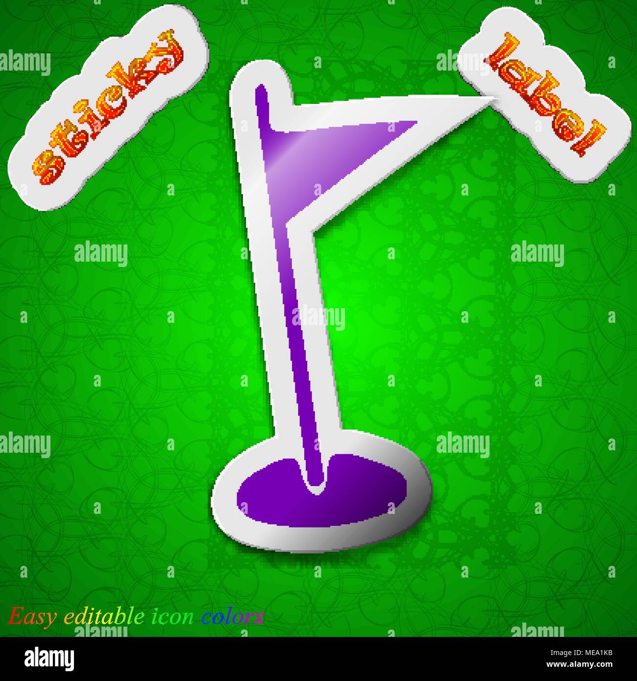 Flagge loch Symbol unterzeichnen. Symbol schicke bunte klebrige Label ...