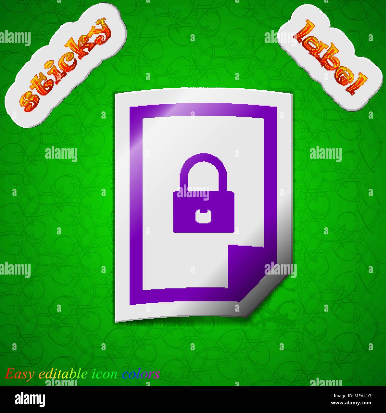 Datei gesperrt Symbol unterzeichnen. Symbol schicke bunte klebrige ...